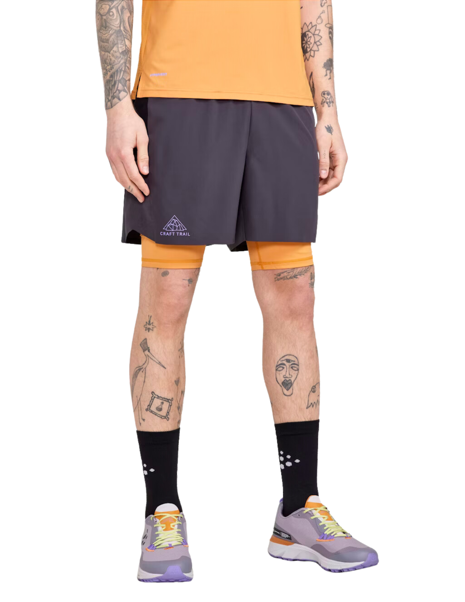 CRAFT Short de Trail 2-en-1- Craft Pro Trail Homme Slate ,Shorts de ...